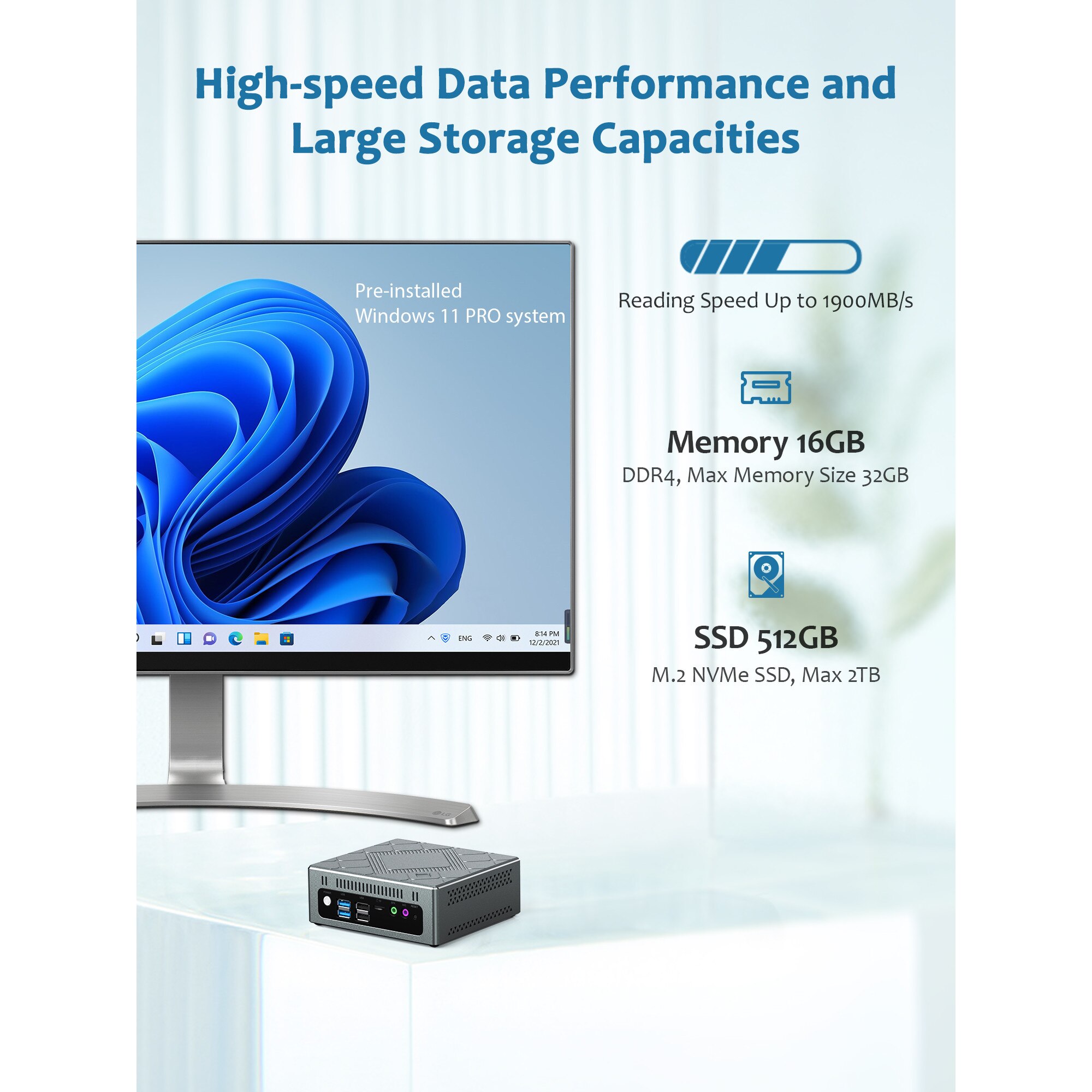 Mini PC Windows 11 Pro, SNUNMU-CK10, procesor Intel i5-8279U pana la 4 ...