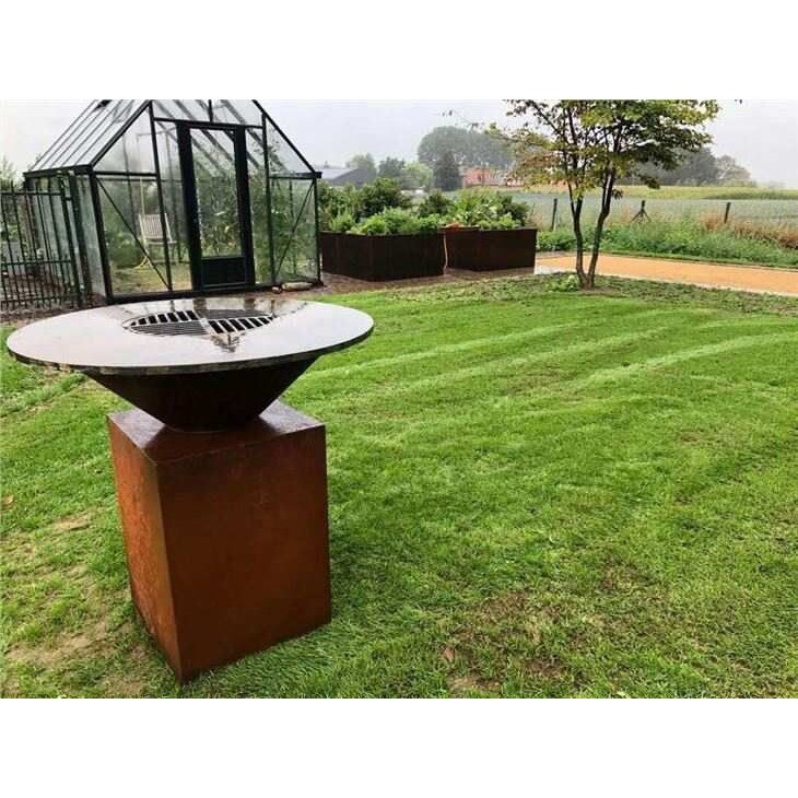 Gratar pe lemne cu plita otel corten diametru 85cm - eMAG.ro