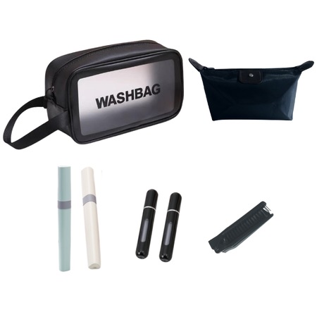 Set organizatoare voiaj 5 in 1, geanta pentru cosmetice/toc periuta de ...