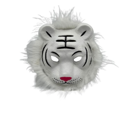 Masca animale tigru alb cu blana universala, 26 x26 cm - eMAG.ro