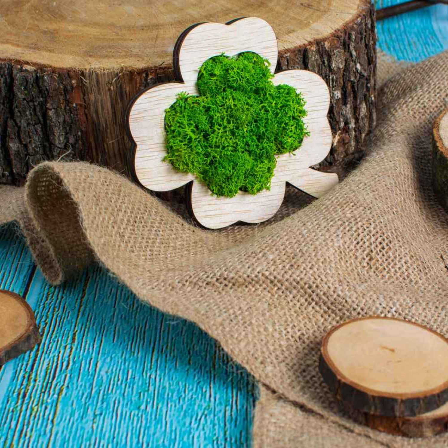 Decor Trifoi cu 4 Foi Blank HH1516 din lemn pentru Licheni 30x30 cm ...