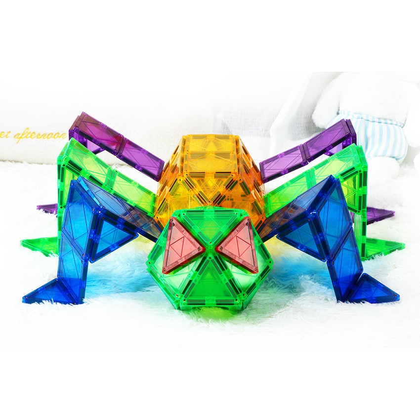 Set de constructie Magnetic Tiles, MagBlock, 70 piese 3D, Multicolor ...