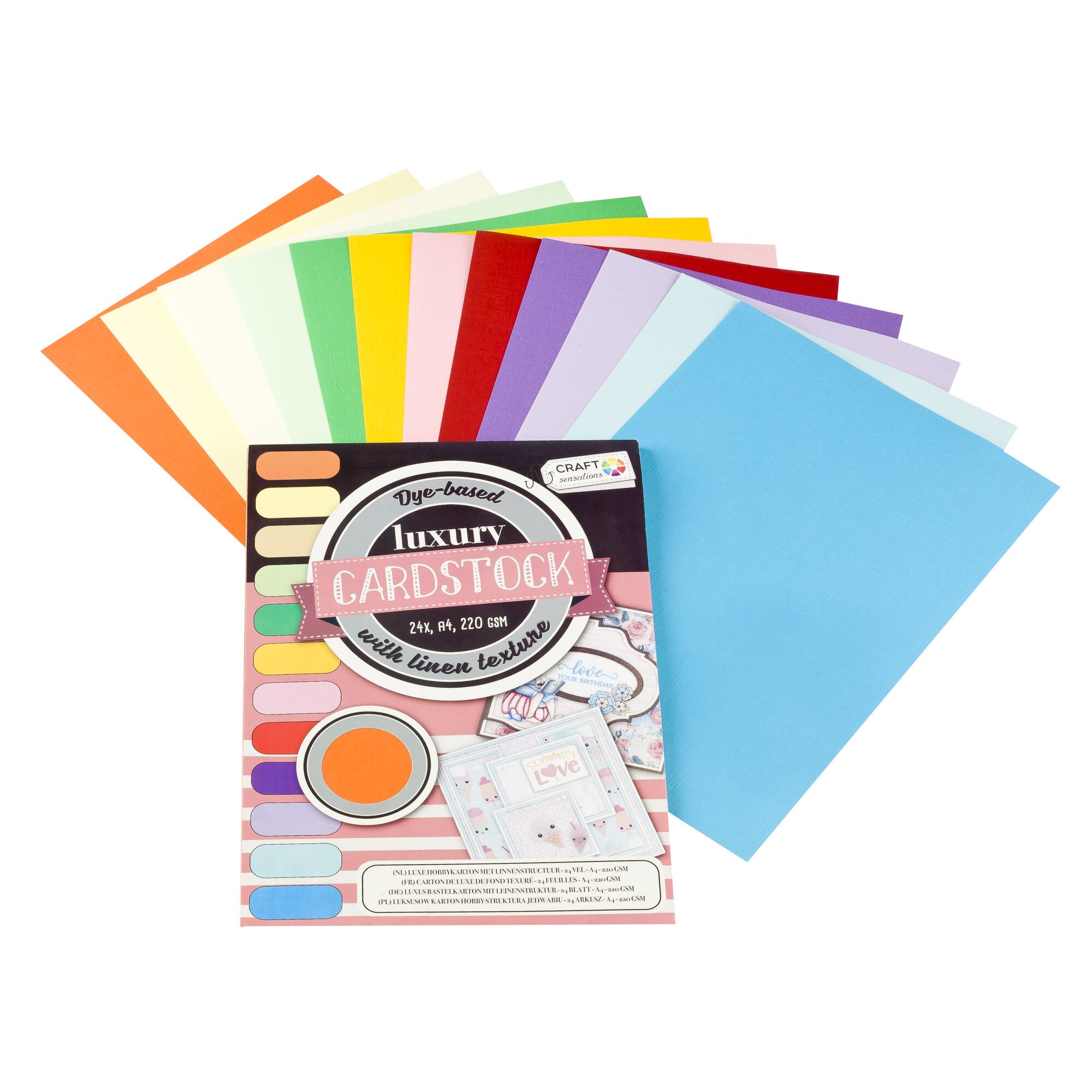 Bloc carton premium texturat aspect in A4, 24 coli, 220 g, 12 culori ...