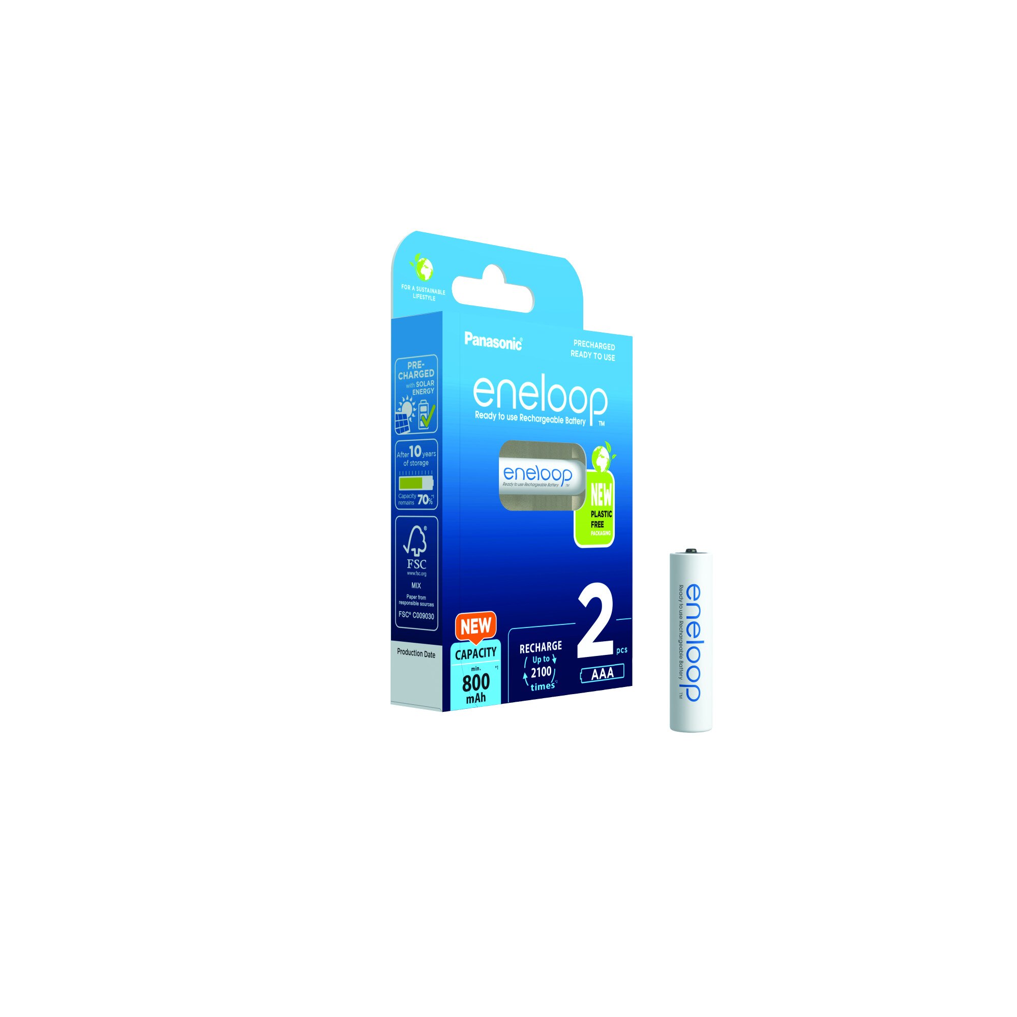 Acumulatori Panasonic Eneloop 2100 cicluri, 800mAh, R3 AAA Blister 2 ...