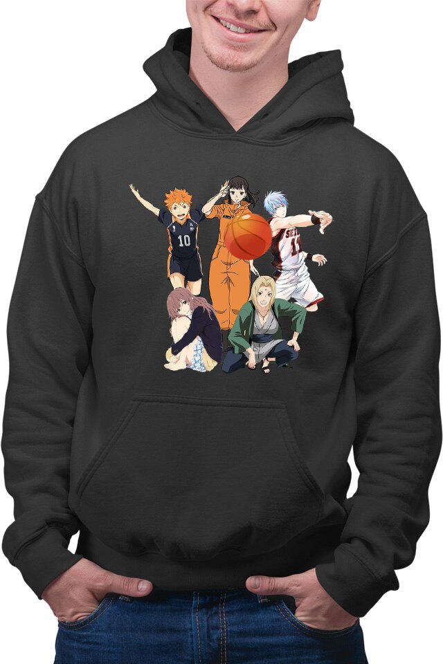 Hanorac barbati Fire Force Maki Naruto Haikyuu Hinata Kuroko, negru ...