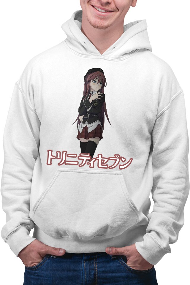 Мъжки суичър Trinity Seven Asami Lilith Romance Anime Shounen, Бял ...