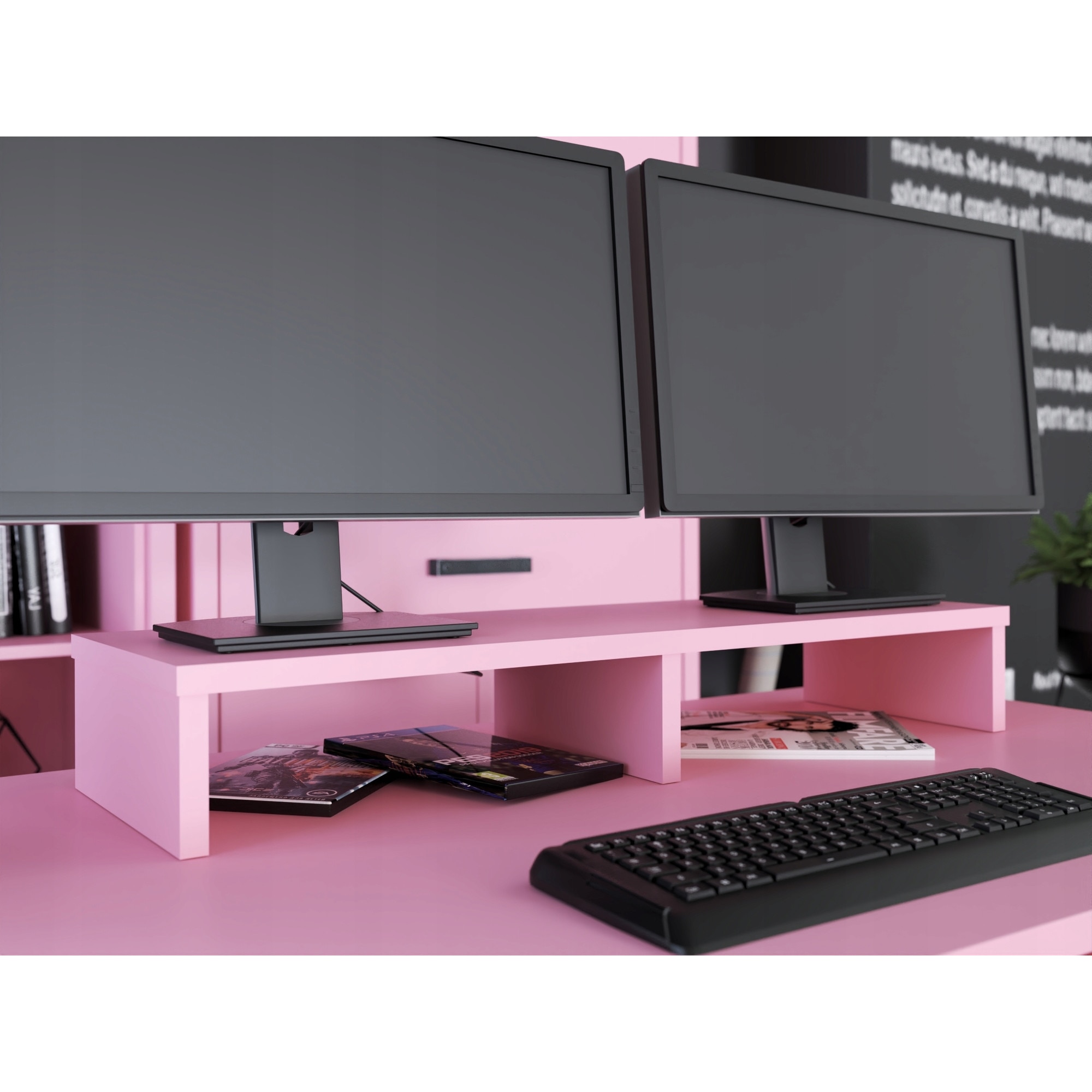 Suport monitor, din lemn, roz, 80 x 25x11.8 cm - eMAG.ro