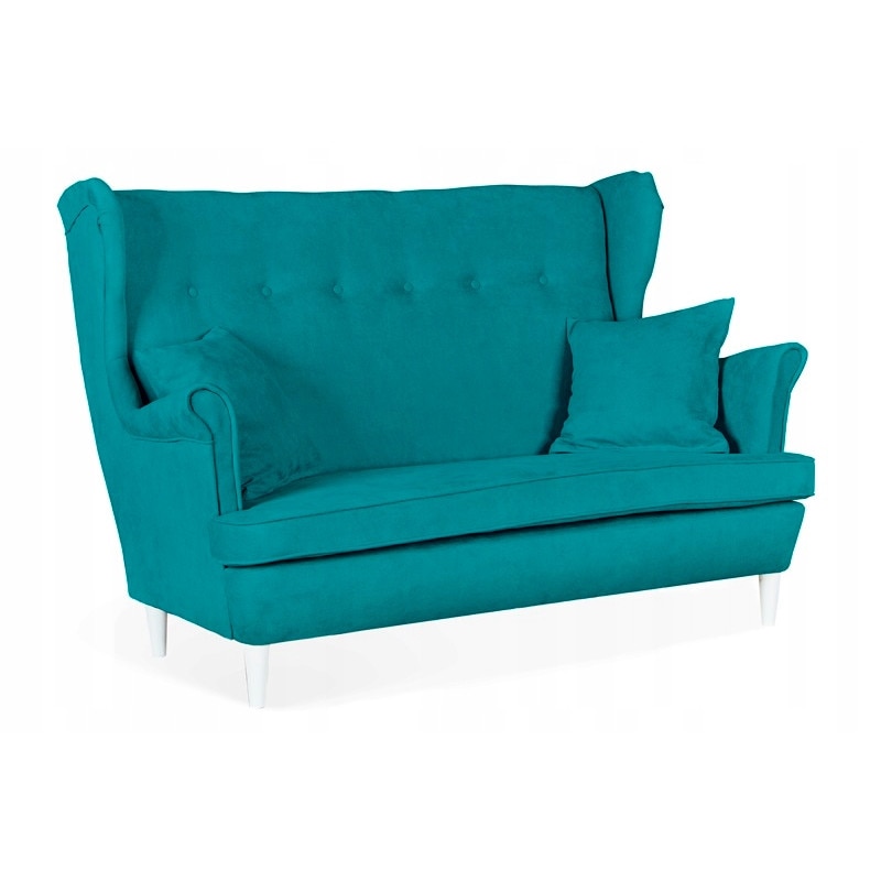 Set canapea Ari, 2 fotolii si 2 tabureti, Stil scandinav, Turcoaz ...