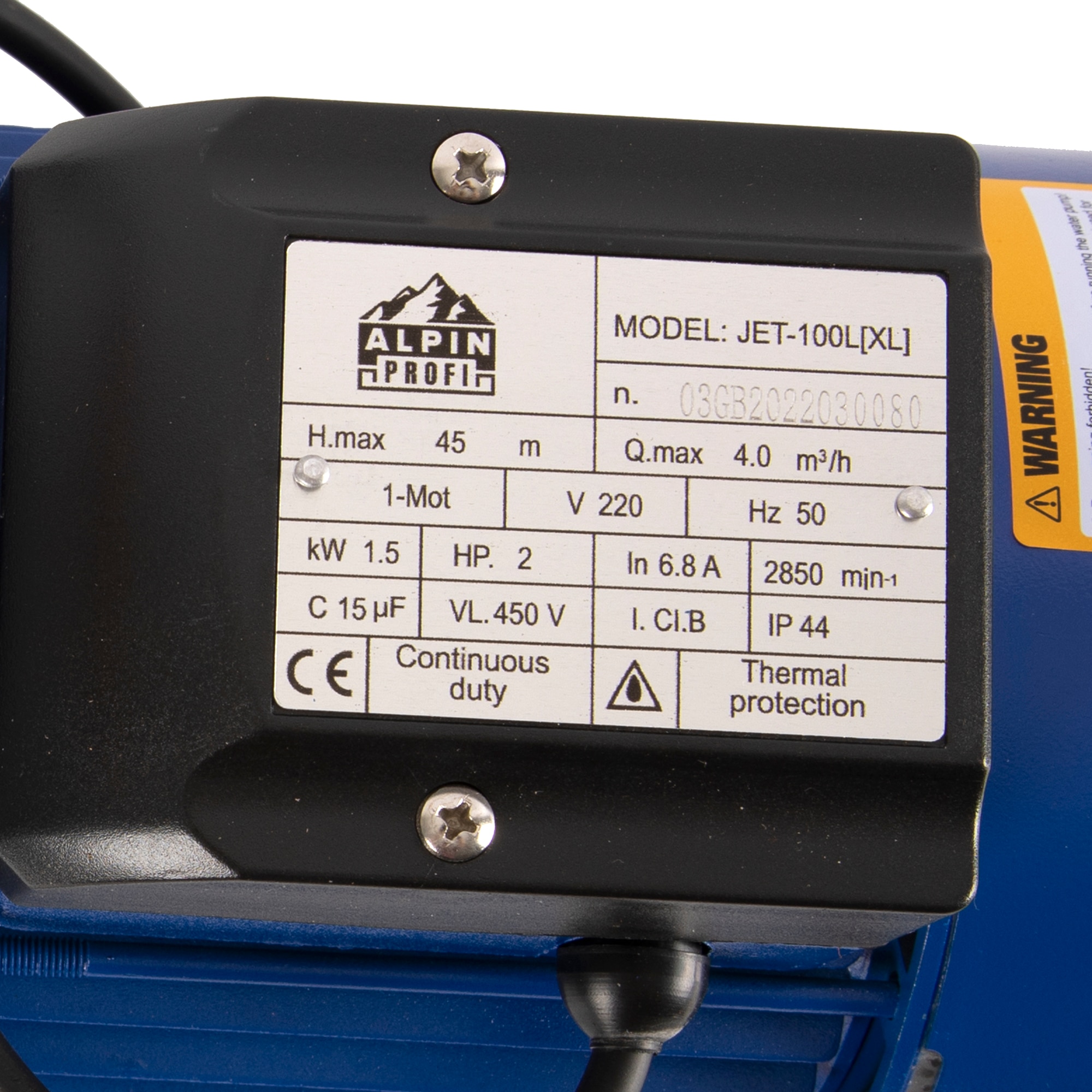 Помпа за повърхностна вода Alpin Profi JET100L, 1500W, 55l/min ...
