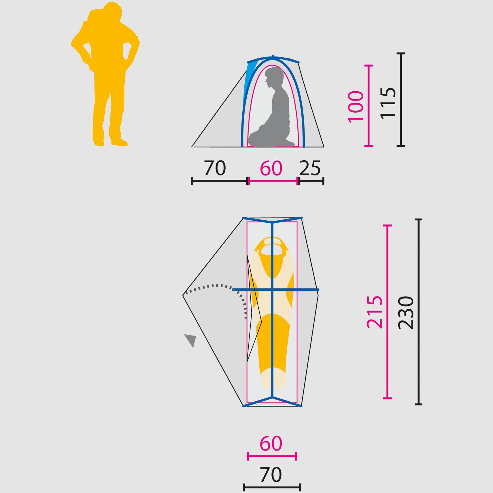 Cort trekking Jack Wolfskin Exolight I ,1 persoana, 1.4kg, albastru ...