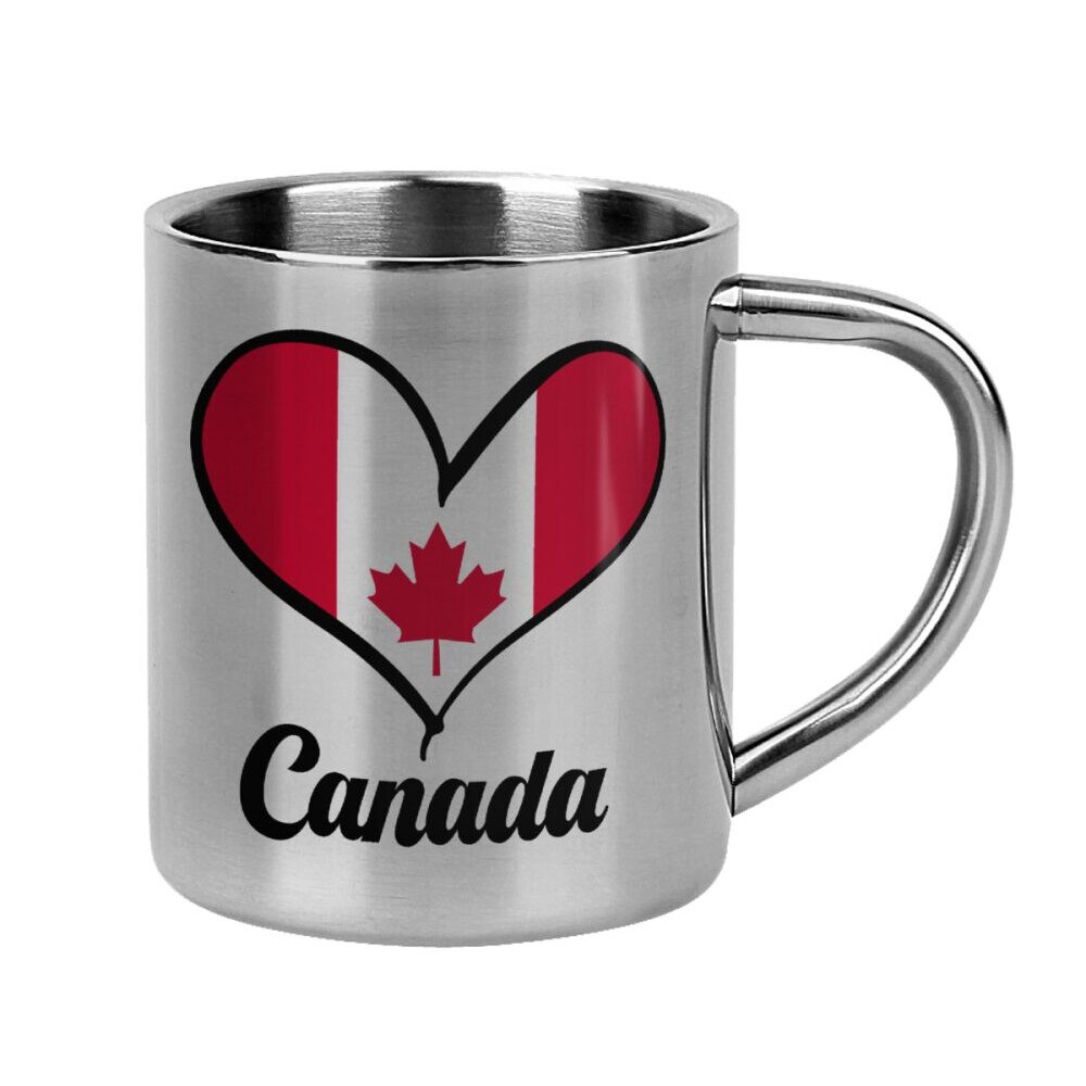 Cana cu perete dublu, Model steagul Canadei, Inox, 300 ml, Argintiu ...