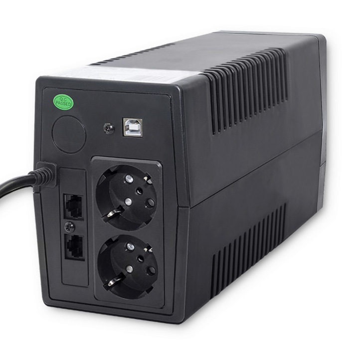 UPS, Qoultec, Line Interactive, Monolit, 450VA, 240W, LCD, USB, RJ45, Unda Sinusoidala ...
