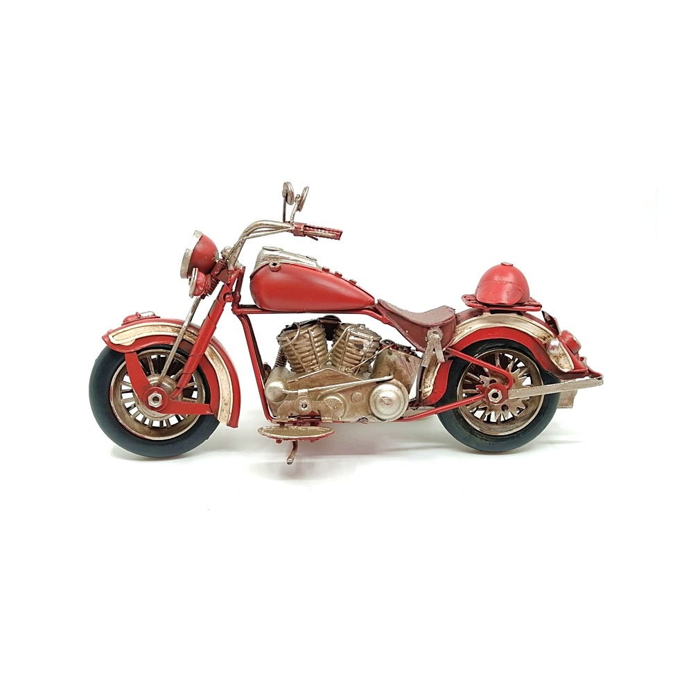 Macheta motocicleta retro, metal, Chopper rosu, 28 x 11 x 14.5 cm - eMAG.ro