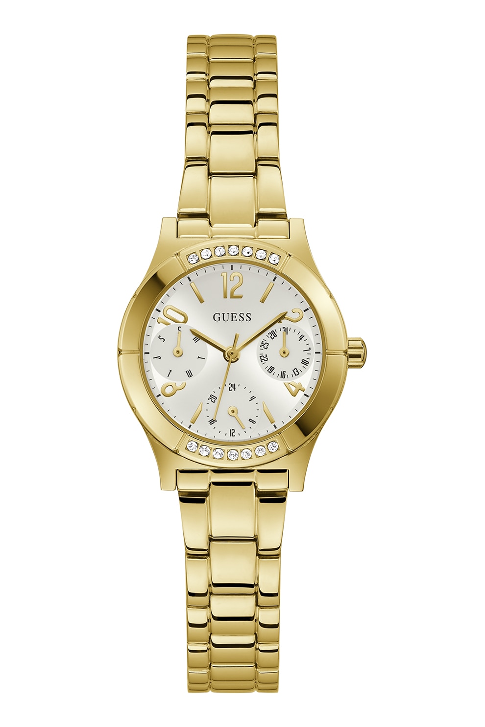 Guess, Ceas metalic cu functii multiple, Auriu - eMAG.ro