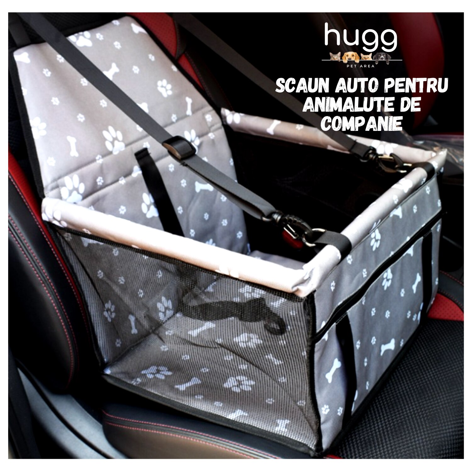 Scaun Auto cu Husa pentru Animale de Companie, Caini, Pisici, HUGG ...
