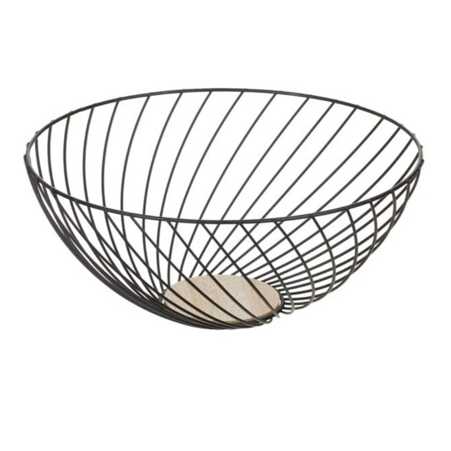 Fructiera, metal/lemn, negru/maro, 28x12 cm - eMAG.ro