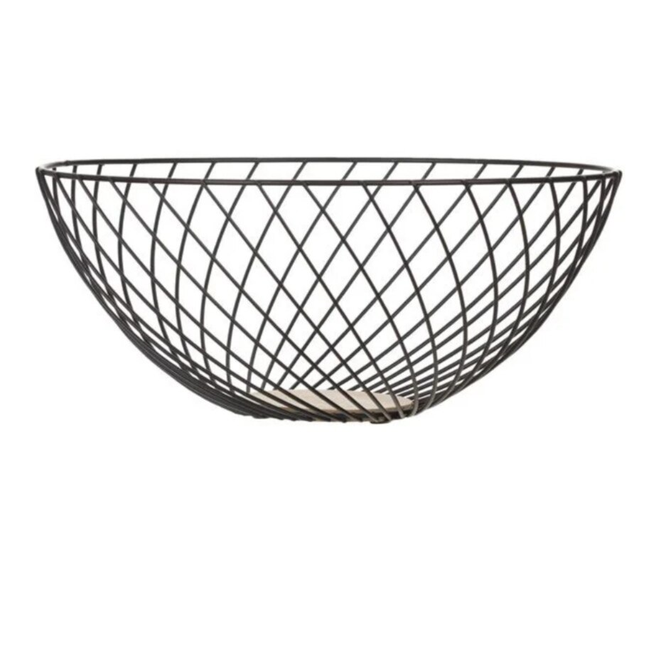 Fructiera, metal/lemn, negru/maro, 28x12 cm - eMAG.ro