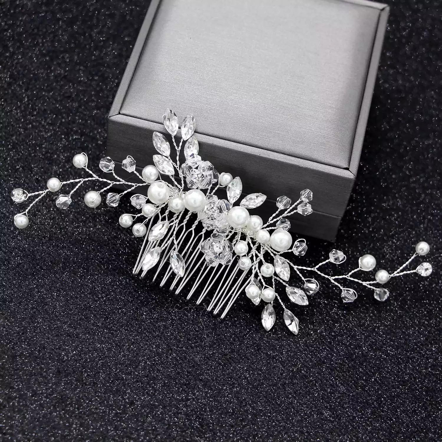 Accesoriu de par pentru mirese, ADM, Fairy Tale, cu perle si cristale ...