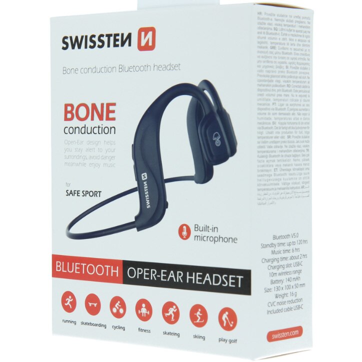 Слушалки Bluetooth Swissten Bone Conduction, Blue - eMAG.bg