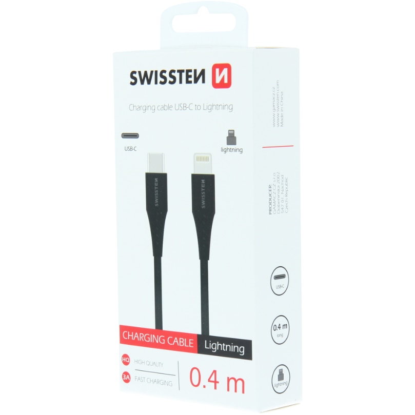 Cablu de date Swissten usb-c/tip Lightning 0,4m, Black - eMAG.ro