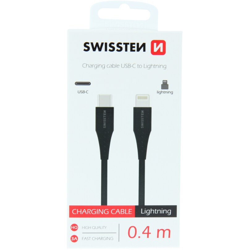 Cablu de date Swissten usb-c/tip Lightning 0,4m, Black - eMAG.ro