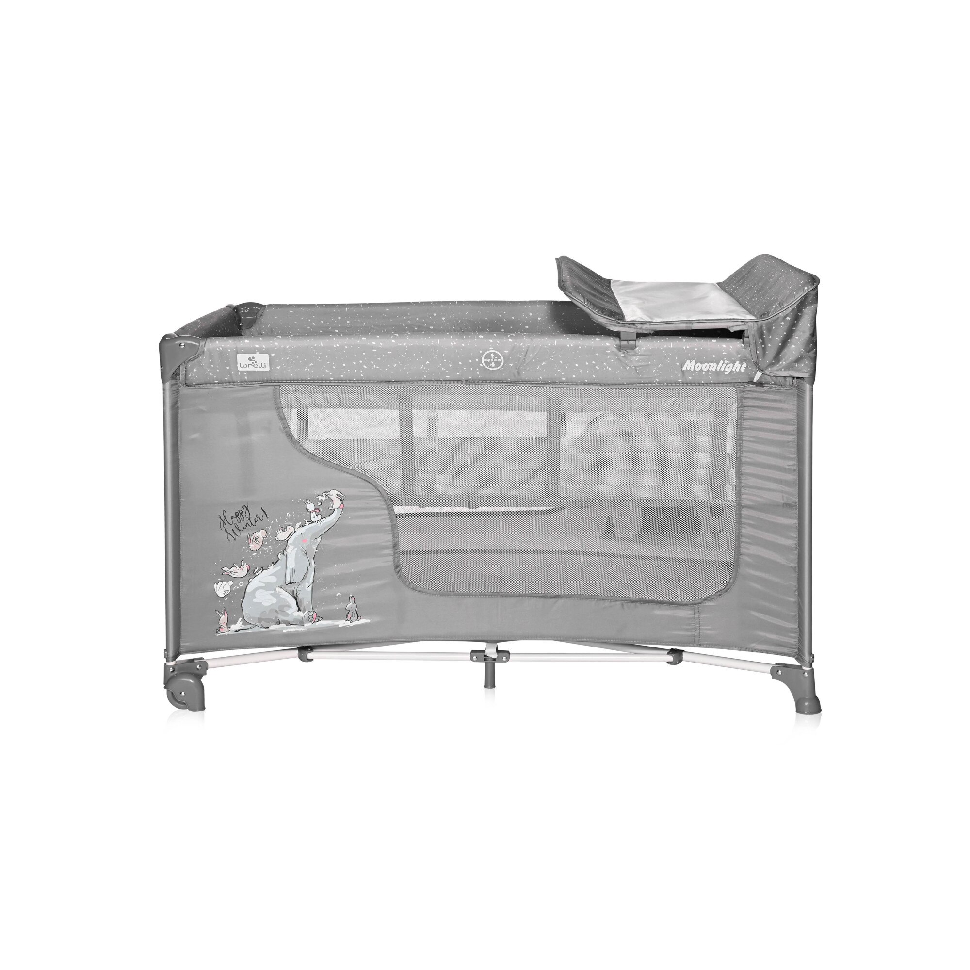 Patut pliabil, Lorelli, Moonlight, 2 nivele, Grey Fun - eMAG.ro