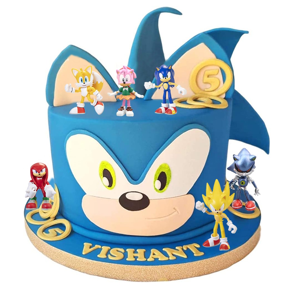Set 6 figurine Sonic, Senmase, PVC, Decor tort, 6cm, Multicolor - eMAG.ro