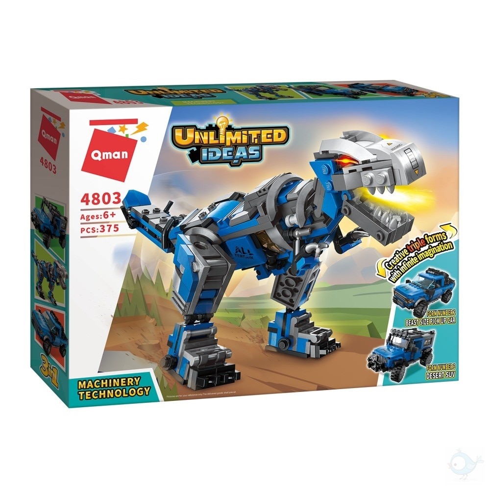 Joc de constructie, Qman, 3 in 1 Unlimited Machine Tech: dinozaur, pick ...