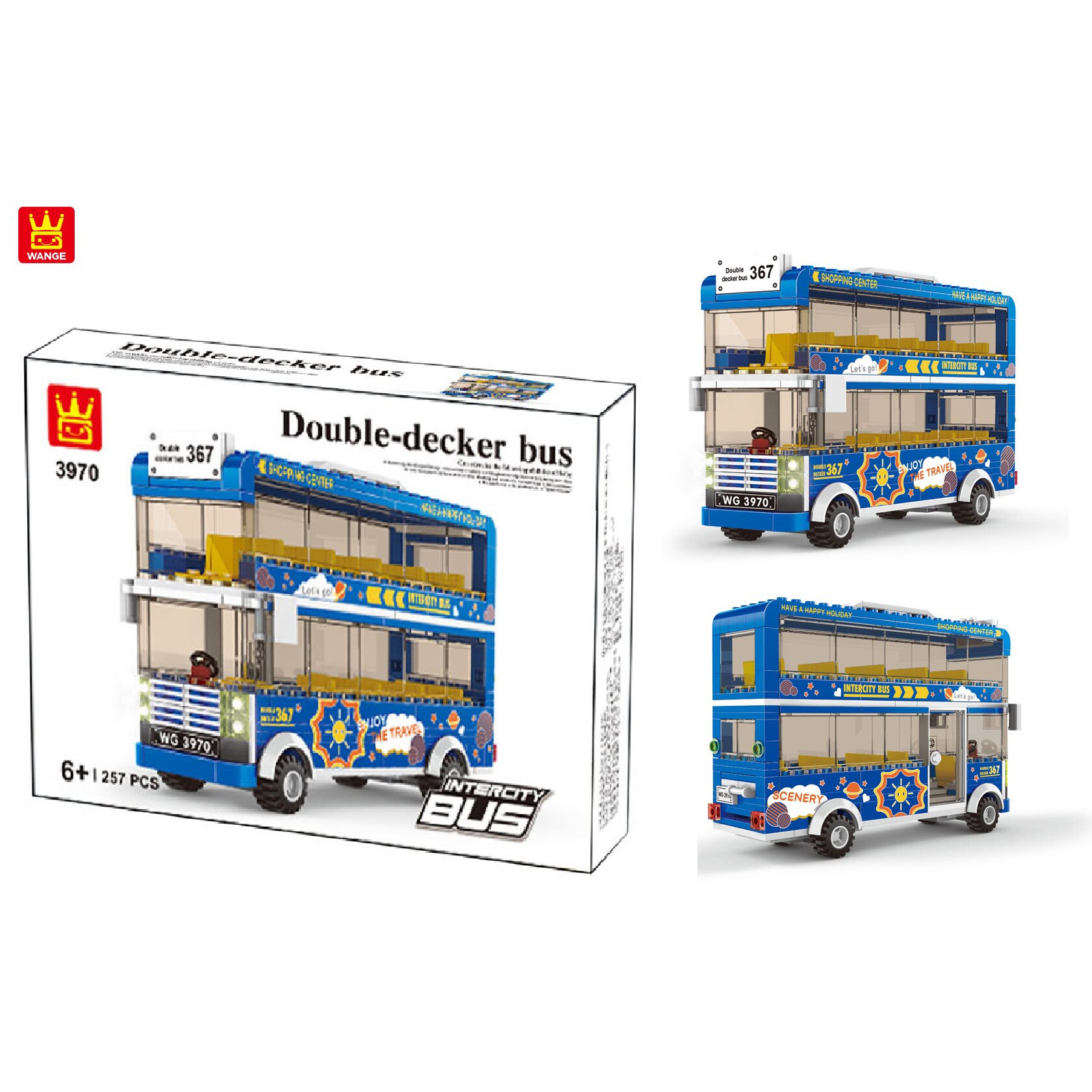 Jucarie de constructie, Wange, Plastic, autobuz cu etaj, compatibila cu ...