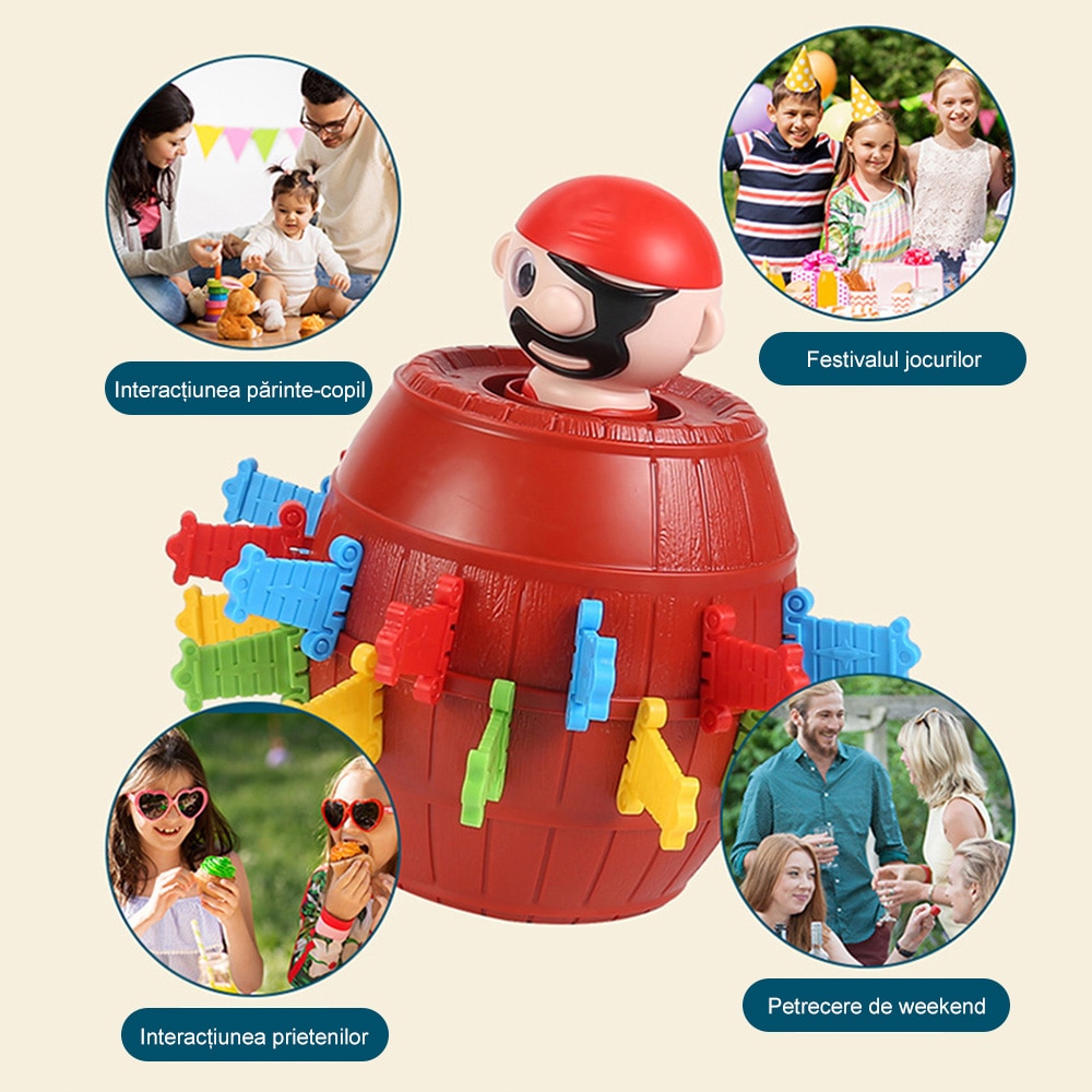 Интерактивна детска игра Pop Up Pirate, ABS, 12x12 см, Многоцветна ...