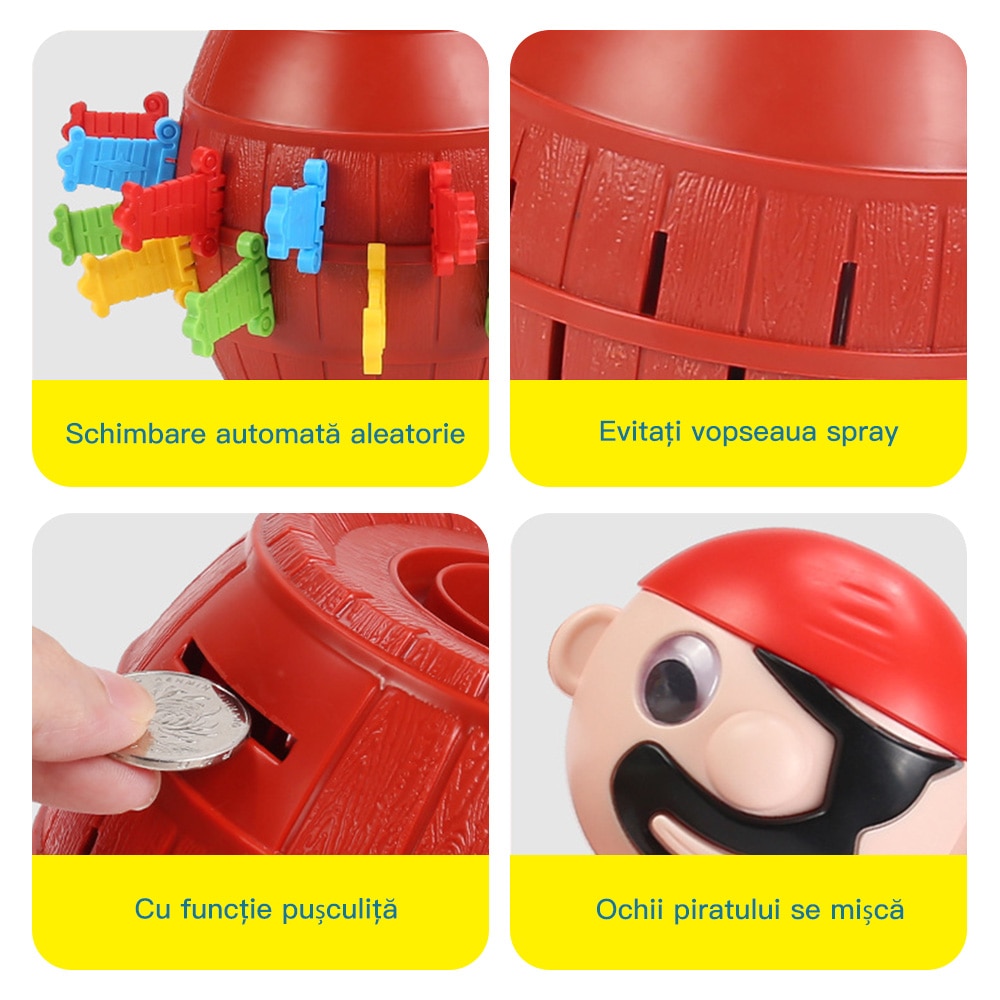 Интерактивна детска игра Pop Up Pirate, ABS, 12x12 см, Многоцветна ...