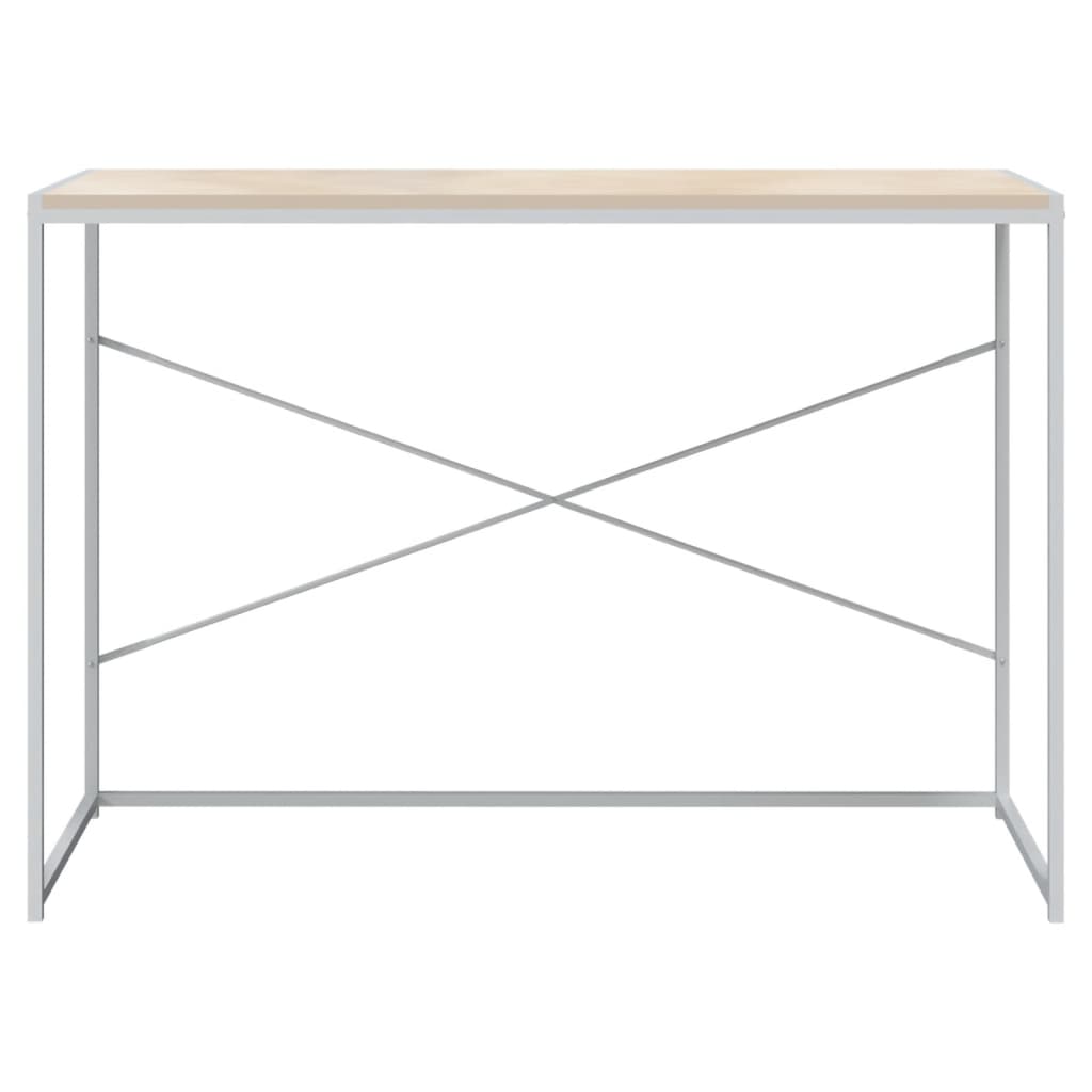 Birou de calculator, alb si stejar, 110x60x70 cm, PAL, pentru computer ...