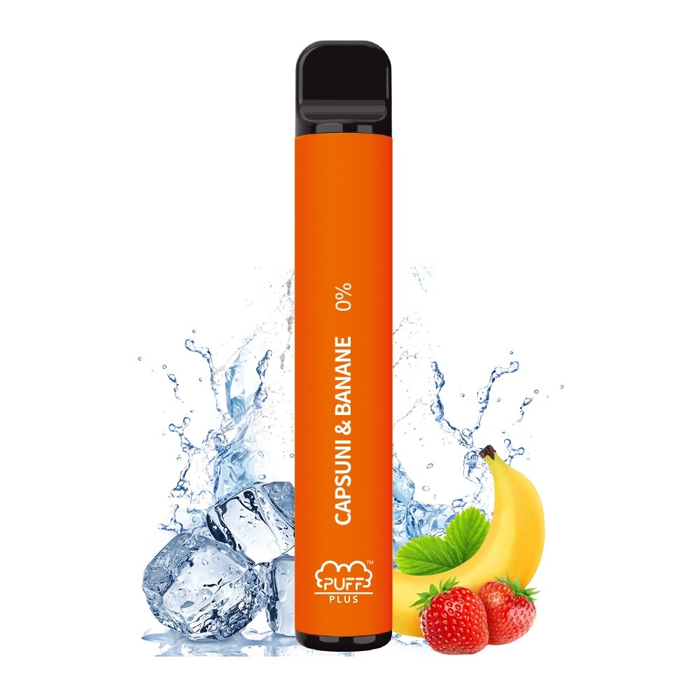Kit tigara electronica Puff Plus 800 pufuri Capsuni & Banane 0% fara ...