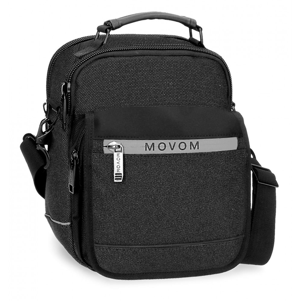 Geanta umar barbati, 2 compartimente Movom Trimmed, neagra, 20x25x12 cm ...