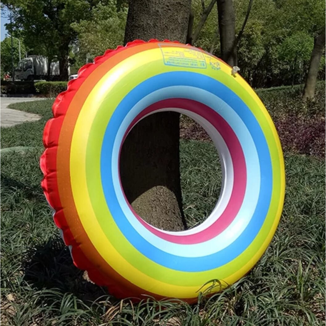 Colac de inot, model Curcubeu, 90 cm, multicolor - eMAG.ro