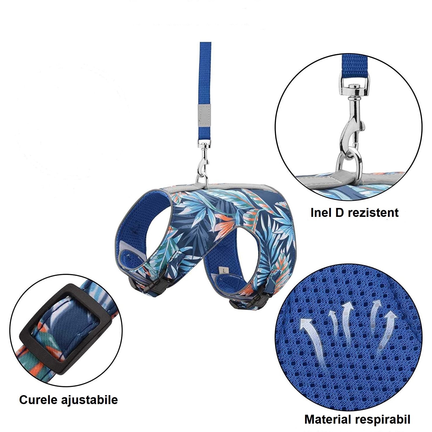 Set Ham si lesa pentru pisici, S, Addachic, Albastru - eMAG.ro