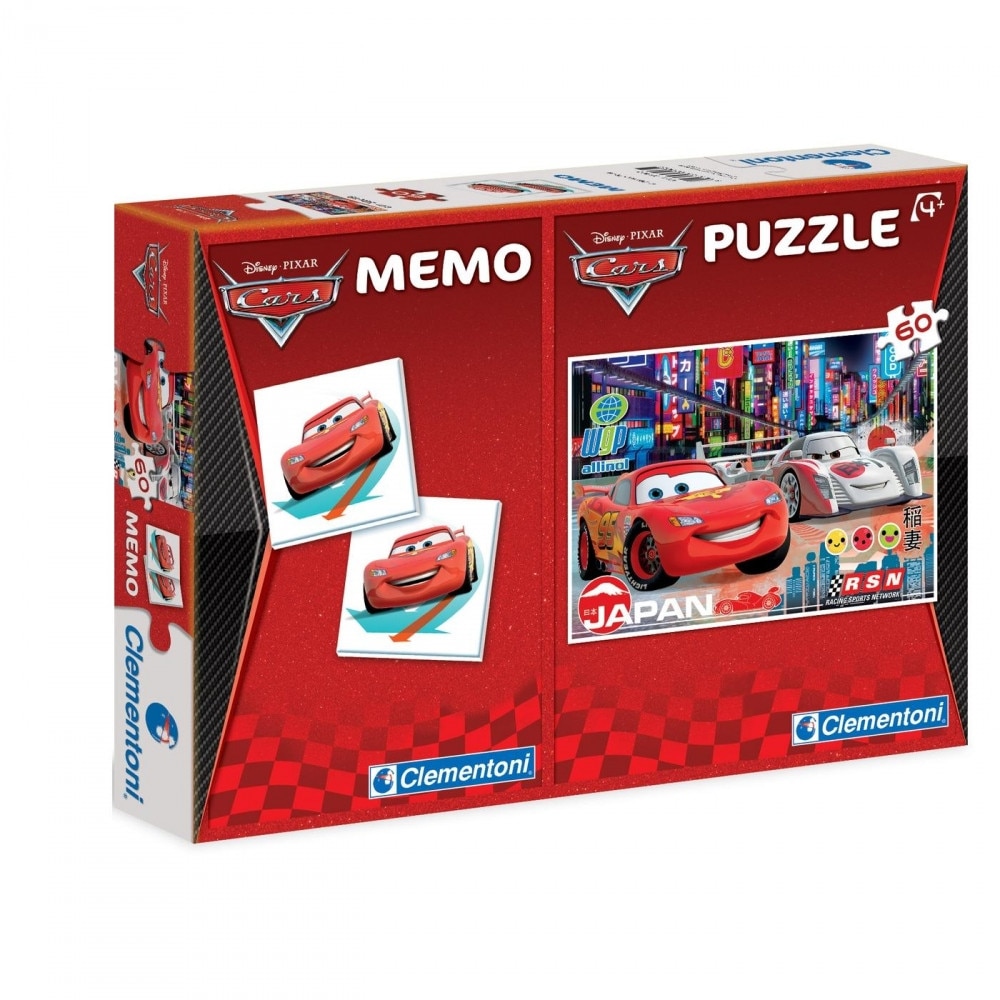 Set Clementoni Puzzle Disney Cars 60 piese si Joc Memo de buzunar - eMAG.ro