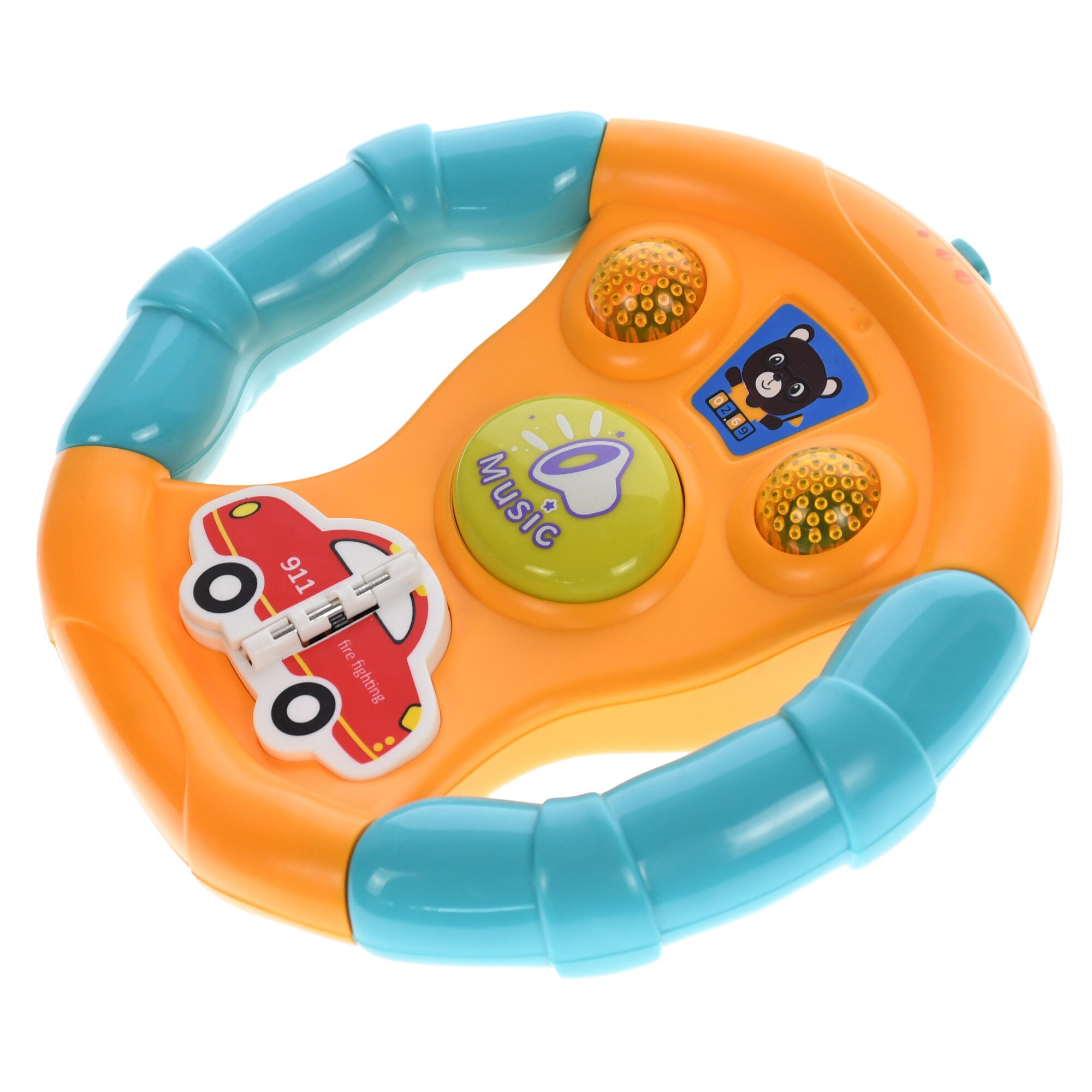 Volan de jucarie pentru copii, cu sunete si lumini, galben - 3315348G ...