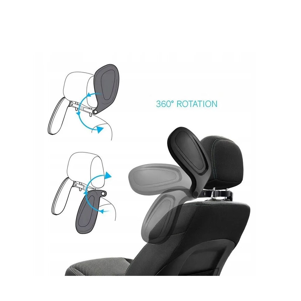 Tetiera ergonomica auto pentru cap si gat, piele ecologica, neagra, 37 ...