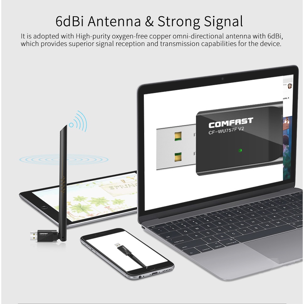 Adaptor CF-WU757F-V2, COMFAST, 150Mbps, Negru - eMAG.ro
