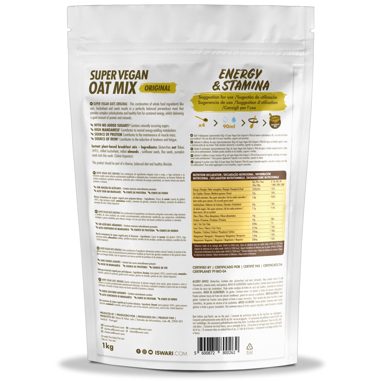 Mix Super Vegan BIO din ovaz si seminte Iswari - eMAG.ro