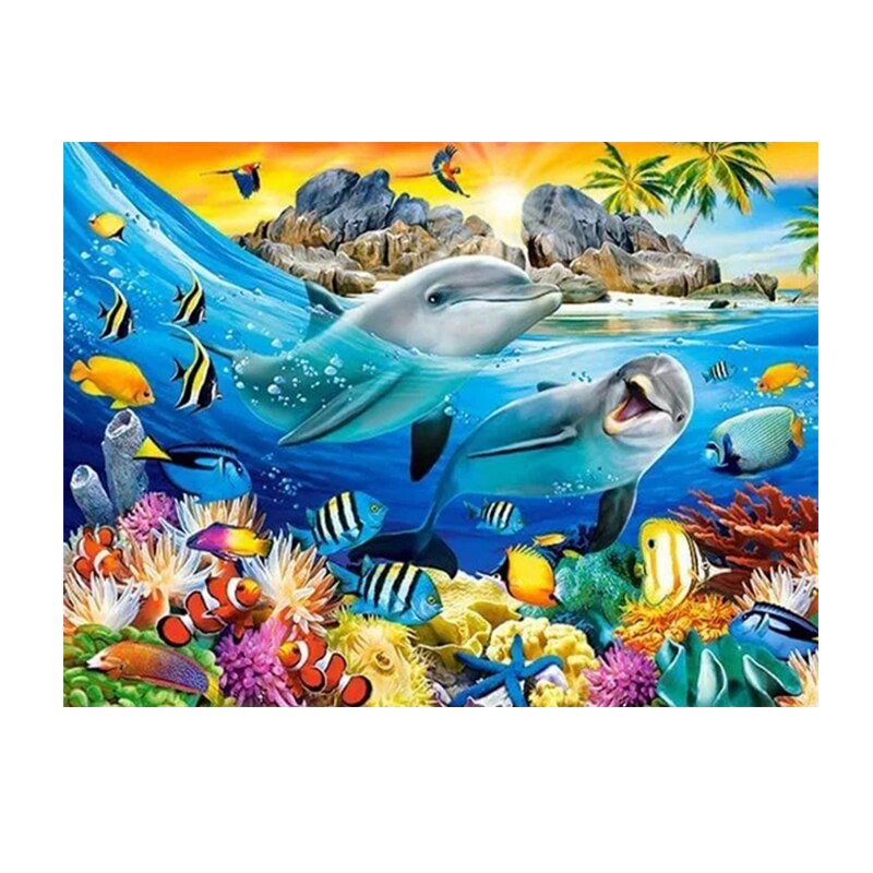 Set pictura cu diamante 5D, OSPE, Model acvatic, Multicolor - eMAG.ro