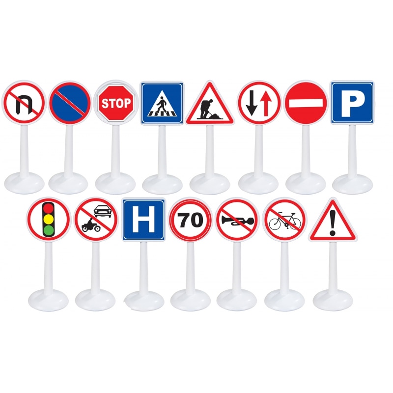 Set educativ, Masina + mini indicatoare rutiere 16 buc., Woopie - eMAG.ro