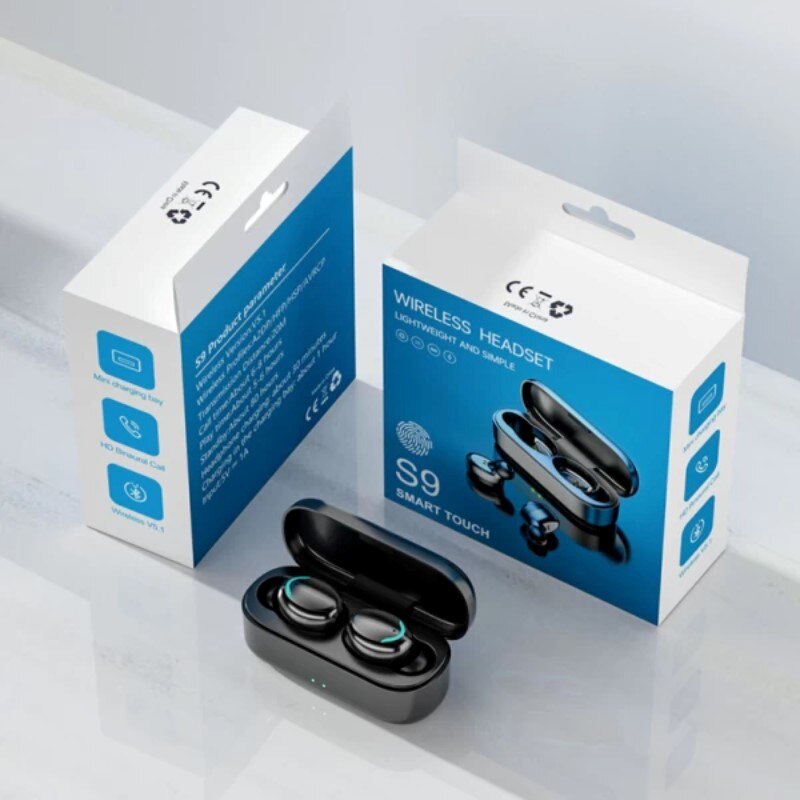 Безжични слушалки TWS S9, Bluetooth 5.1, микрофон, сензорно управление ...