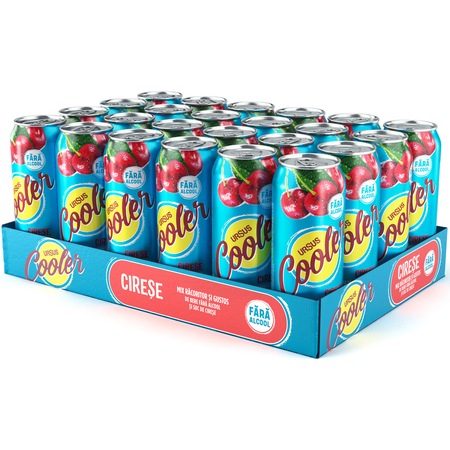 Bere fara alcool cu cirese Ursus Cooler, doza, 24 x 0.5l - eMAG.ro