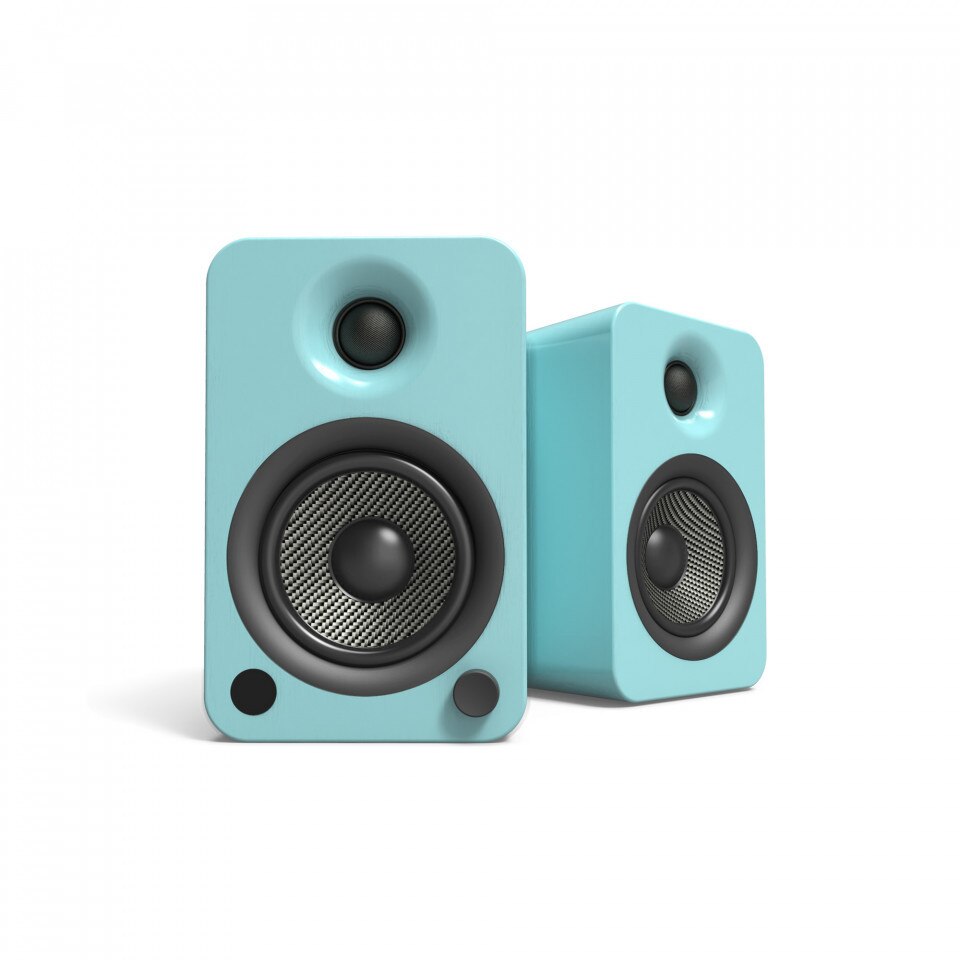 Set 2 Boxe active Kanto YU4 Turcoaz Lucios, 70W RMS, Bluetooth aptX ...