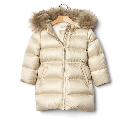 Geaca fetite GAP Warmest Down Fill Long Puffer, Crem, 18-24 luni - eMAG.ro