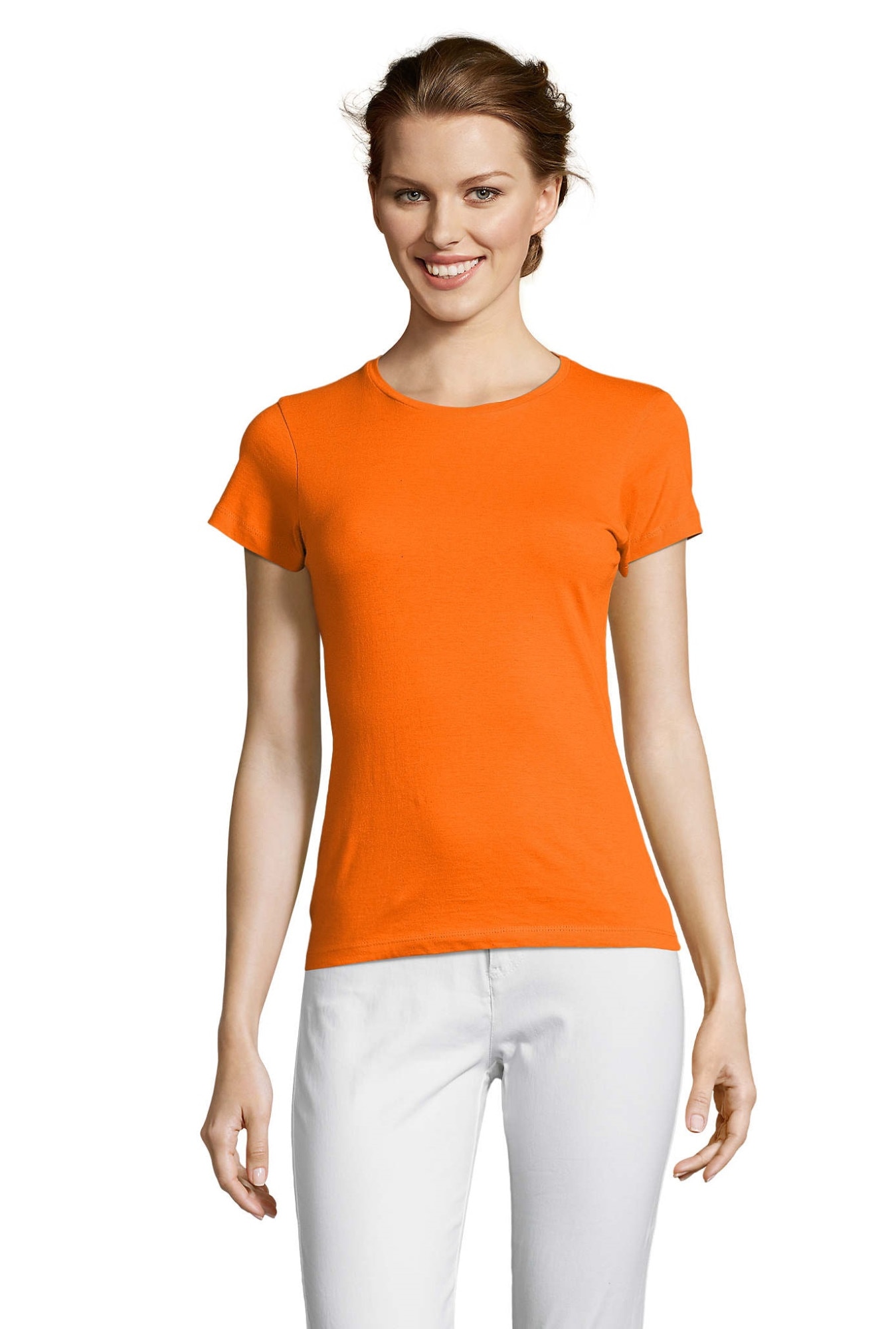 Tricou Simplu Femei, Model Elegant, 100% bumbac, portocaliu, M - eMAG.ro