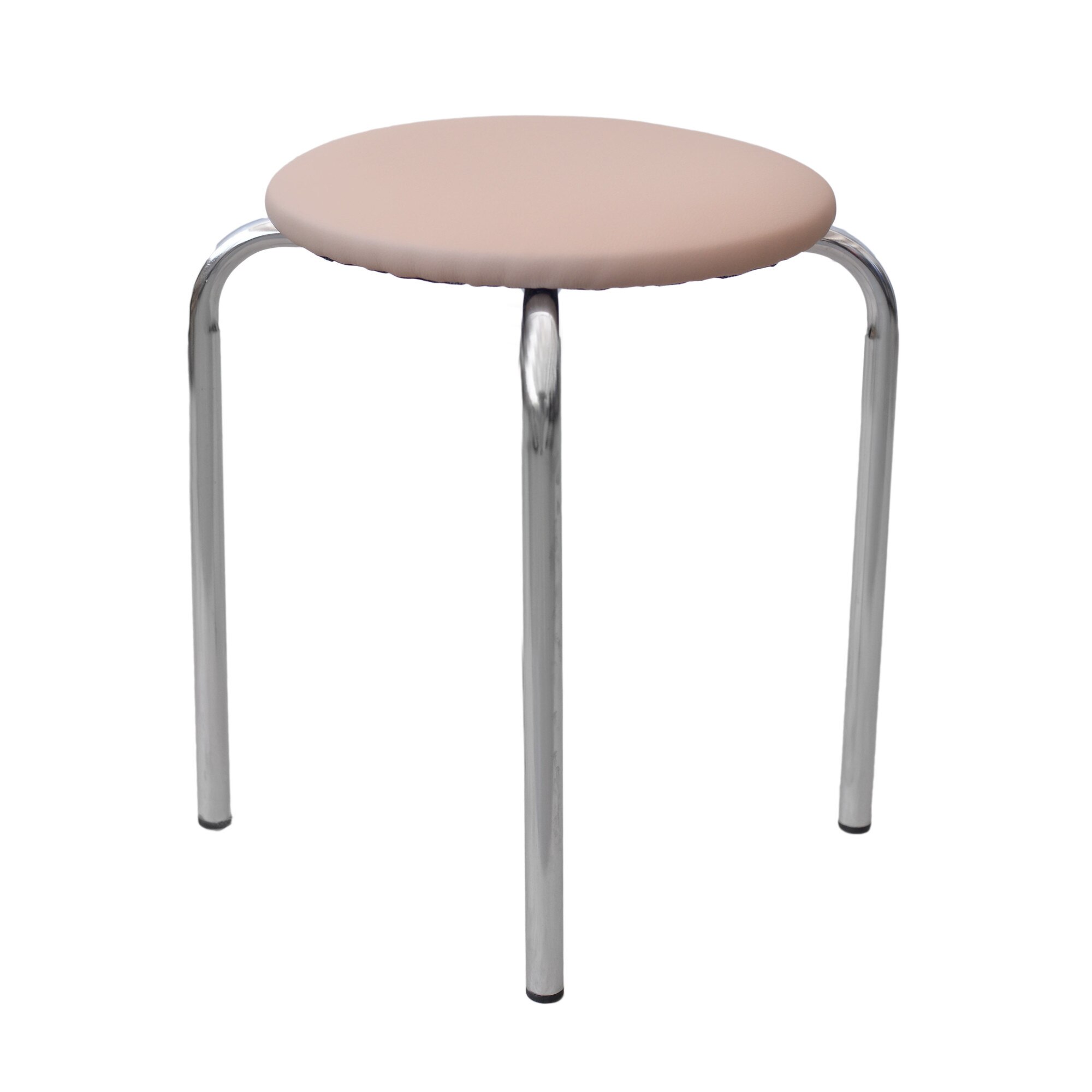 Scaun dining de tip taburet Sofi Chrome, piele ecologica N-16, bej ...