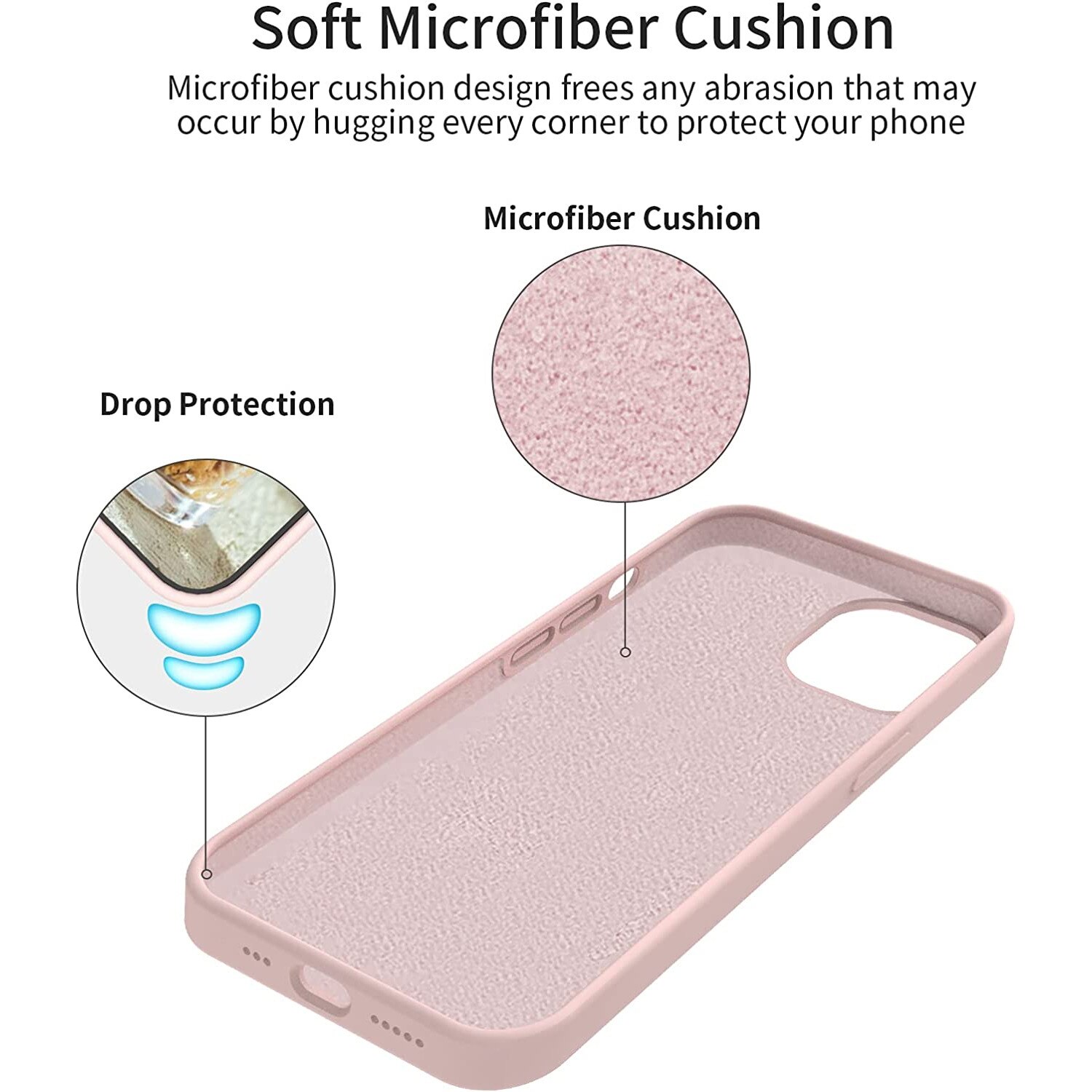 Set husa cu folie protectie, Silicon, Compatibil cu iPhone 13, Roz ...